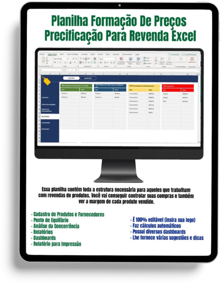 Planilha Formação de Preços Precificação para Revenda Excel – Planilhas ...