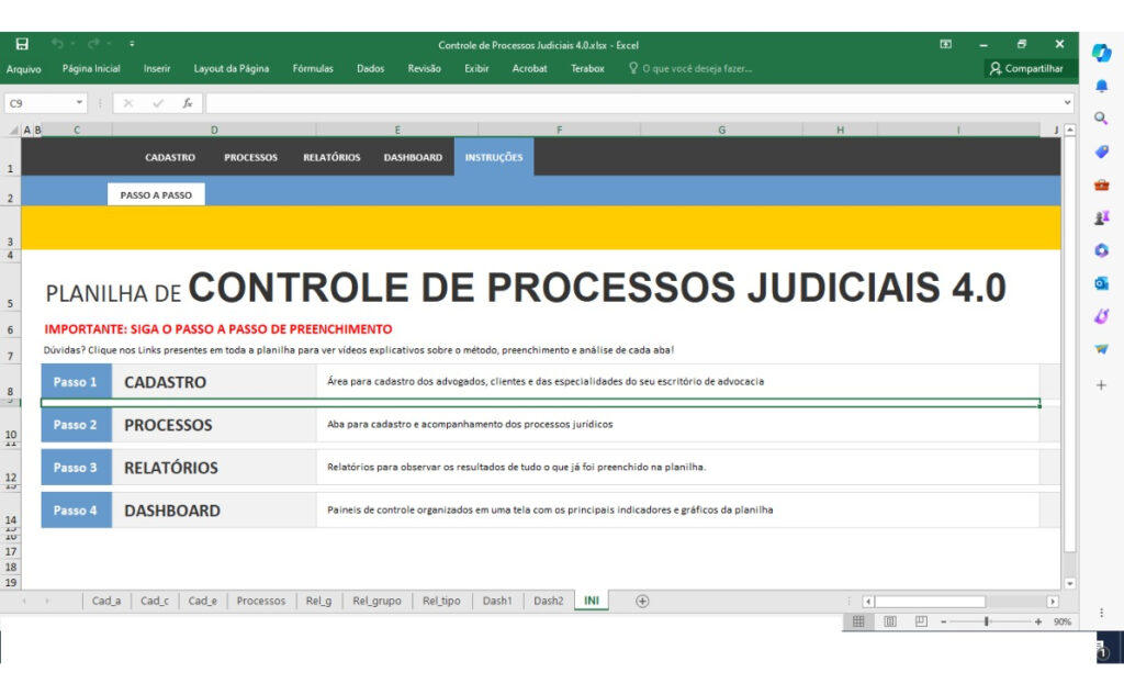 Planilha de Controle de Processos Judiciais – Planilhas Excel