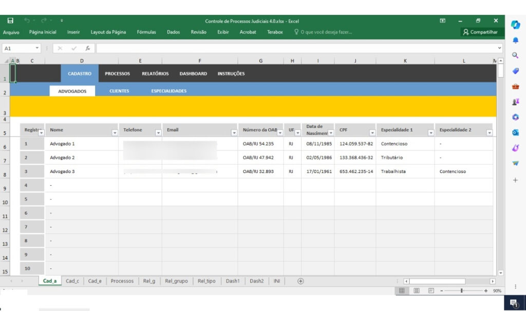 Planilha de Controle de Processos Judiciais – Planilhas Excel