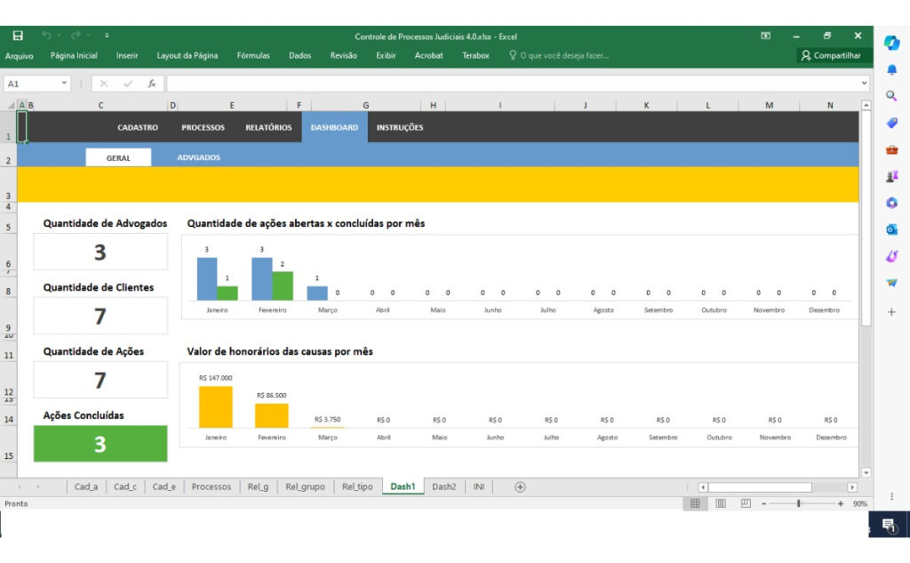 Planilha de Controle de Processos Judiciais – Planilhas Excel