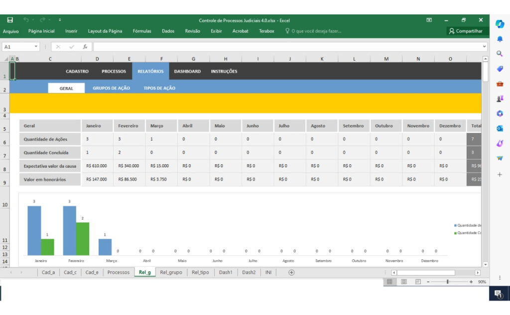Planilha de Controle de Processos Judiciais – Planilhas Excel
