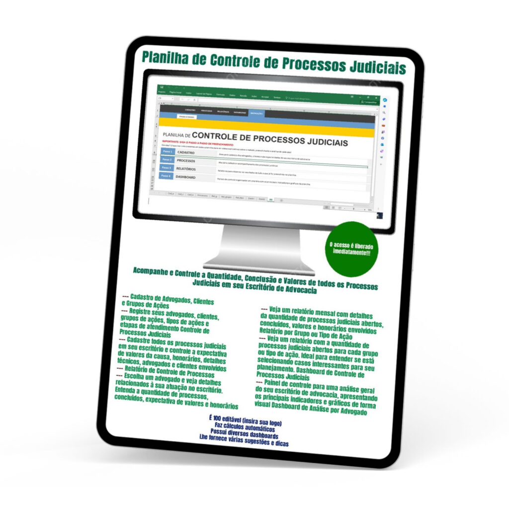 Planilha Excel de Controle de Processos Judiciais – Planilhas Excel