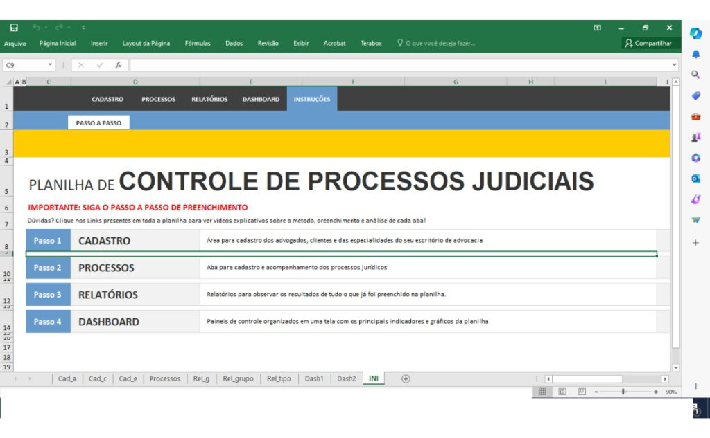 Planilha de Controle de Processos Judiciais – Planilhas Excel