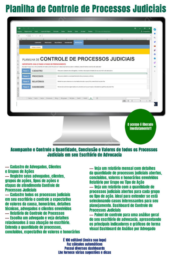 Planilha de Controle de Processos Judiciais – Planilhas Excel