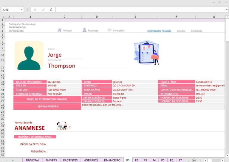 Planilha Agendamento Psicólogo – Planilhas Excel