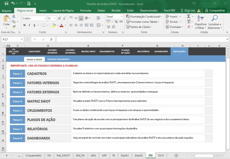 Planilha Excel de Análise SWOT – Planilhas Excel
